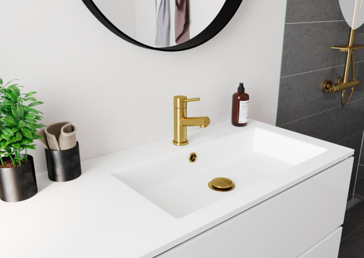 Adora imperia hv.armatur inkl. push pop up, gold brushed ...